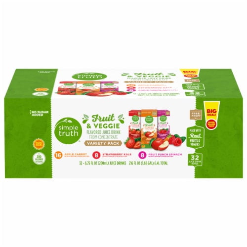 Simple Truth Kids Fruit and Veggie Juice Box Variety Pk - 6.65 fl oz - 32 ct - Walmart.com