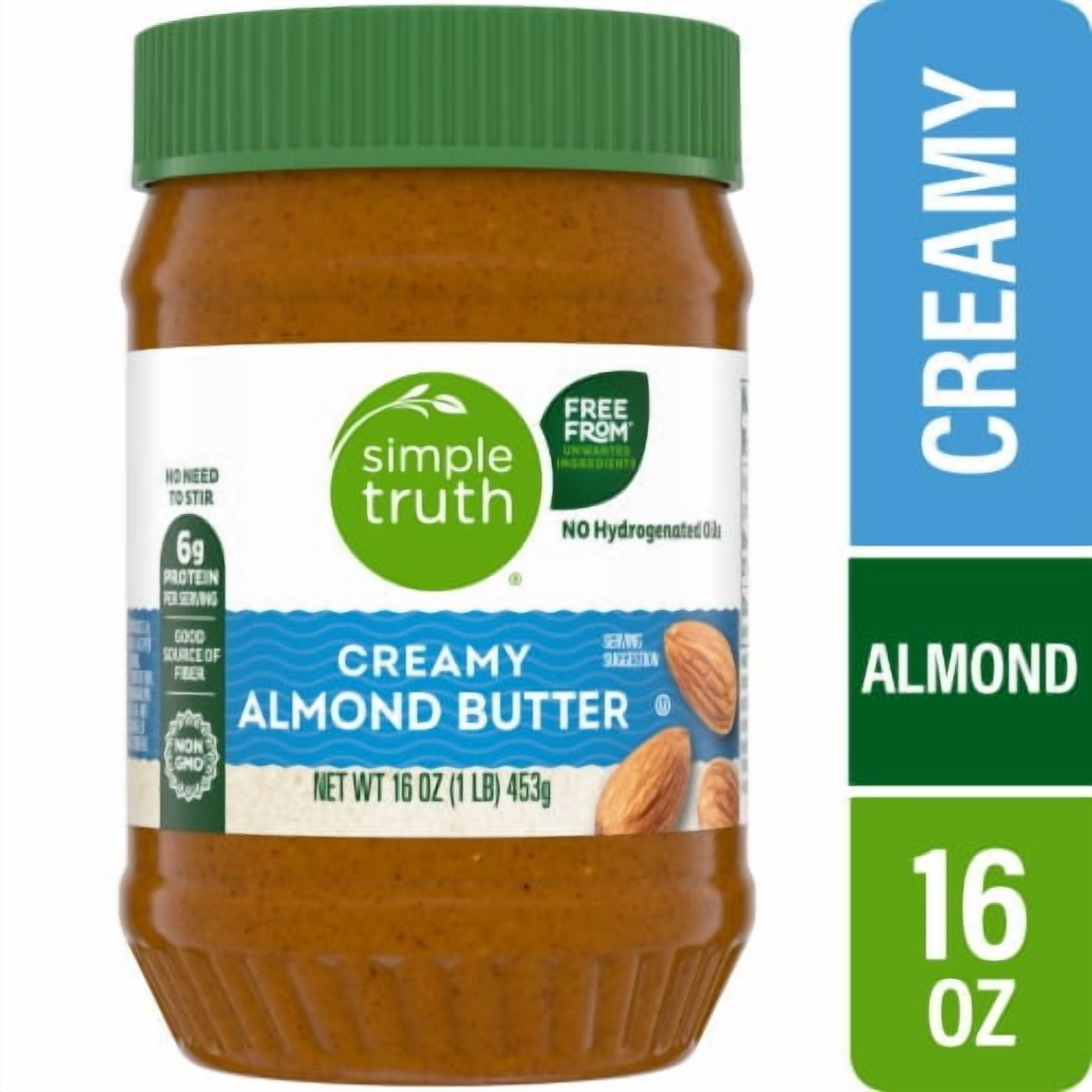 Simple Truth No Stir Creamy Almond Butter 16 oz - Walmart.com