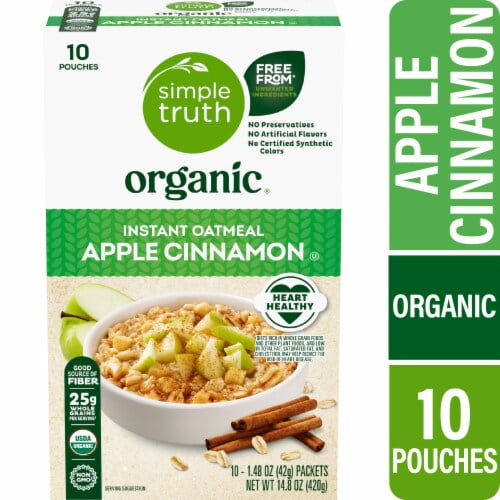Simple Truth Organic Apple Cinnamon Instant Oatmeal 10 ct / 1.4 oz ...