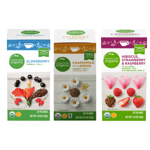 Simple Truth Organic Chamomile with Lemon Herbal , Elderberry Herbal Tea AND Hibiscus Strawberry ...