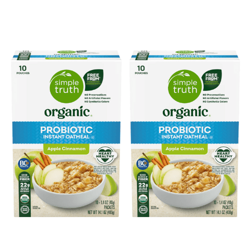 Simple Truth Organic Instant Oatmeal Probiotic Apple Cinnamon 2 Pack 14 ...