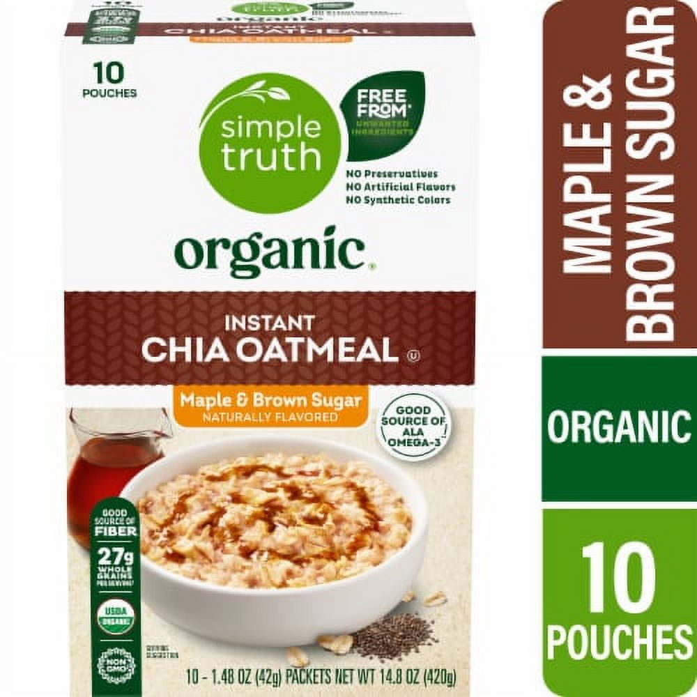 Simple Truth Organic Maple & Brown Sugar Instant Chia Oatmeal - Walmart.com