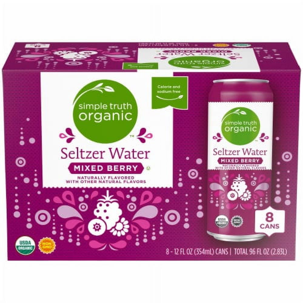Simple Truth Organic Mixed Berry Flavored Seltzer Water Cans - 12 fl oz - 8 pk - Walmart.com