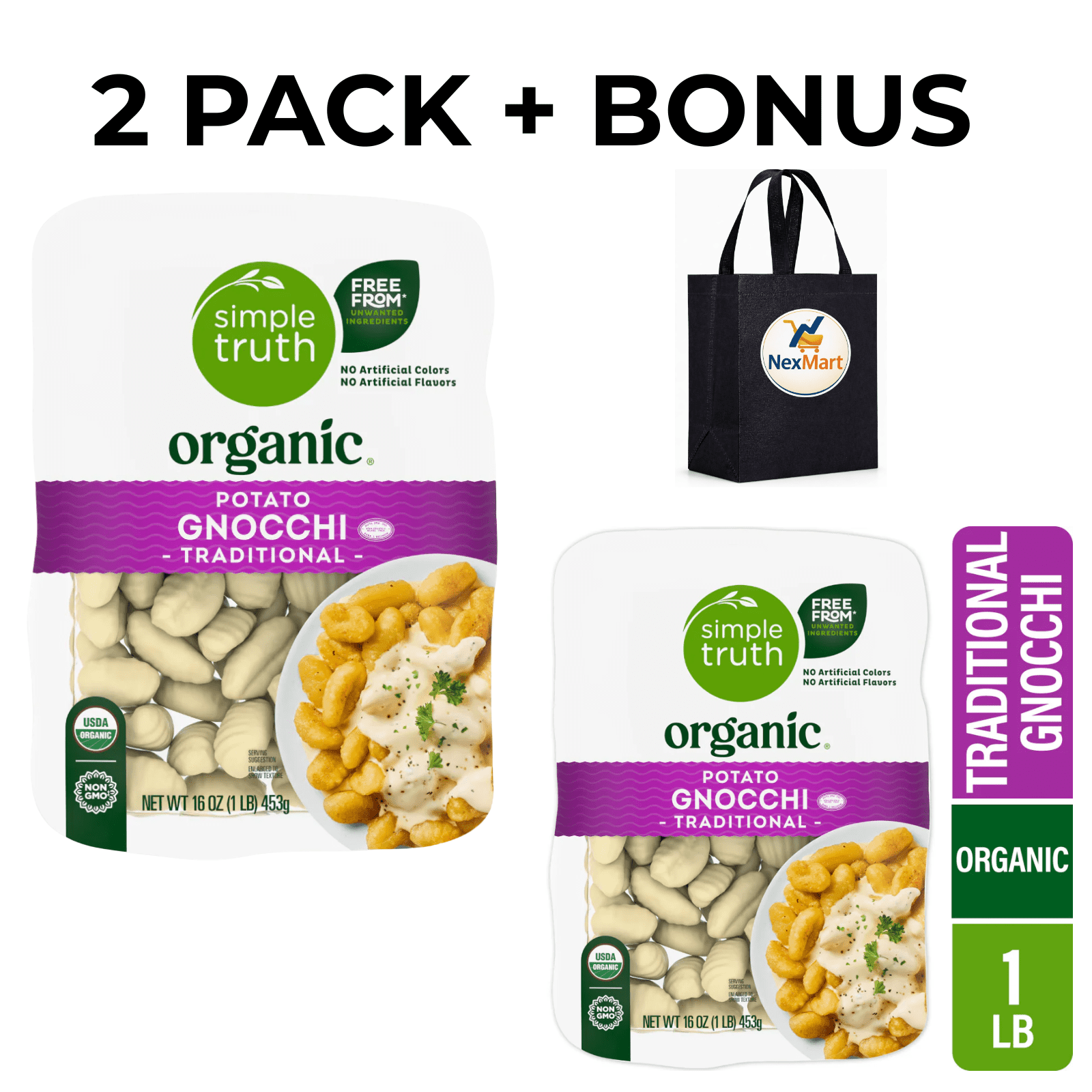 Simple Truth Organic Traditional Potato Gnocchi Pasta,2 Pack - Walmart.com