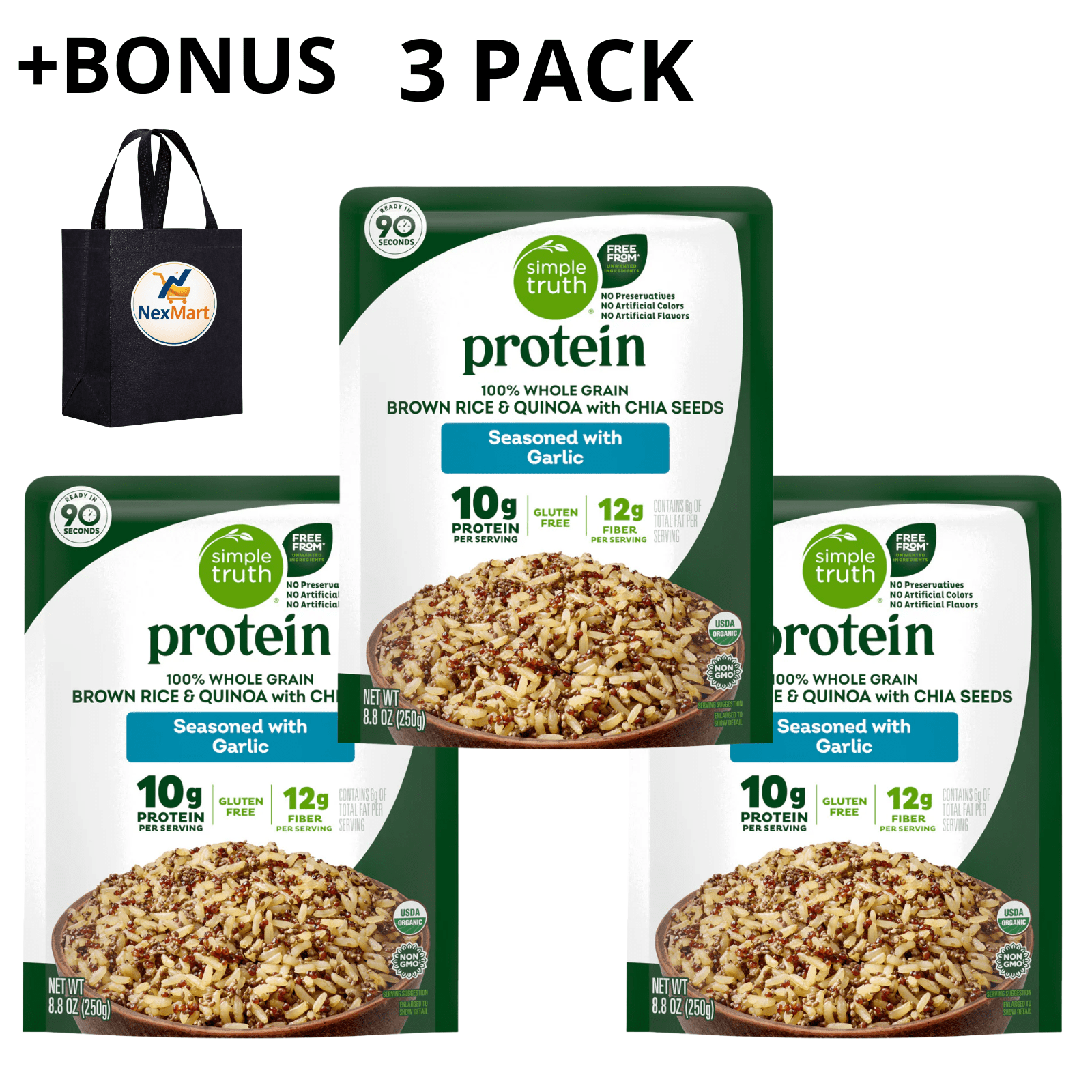 Simple Truth Protein Garlic Brown Rice and Quinoa with Chia Seeds, 8.8 ...