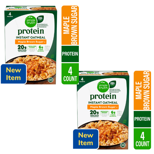 Simple Truth Protein Maple Brown Sugar Instant Oatmeal, 4 Count 2 Pack ...