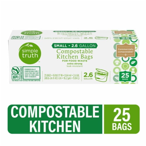 Simple Truth Small 2.6 Gallon Compostable Kitchen Trash Bags - 25 ct ...