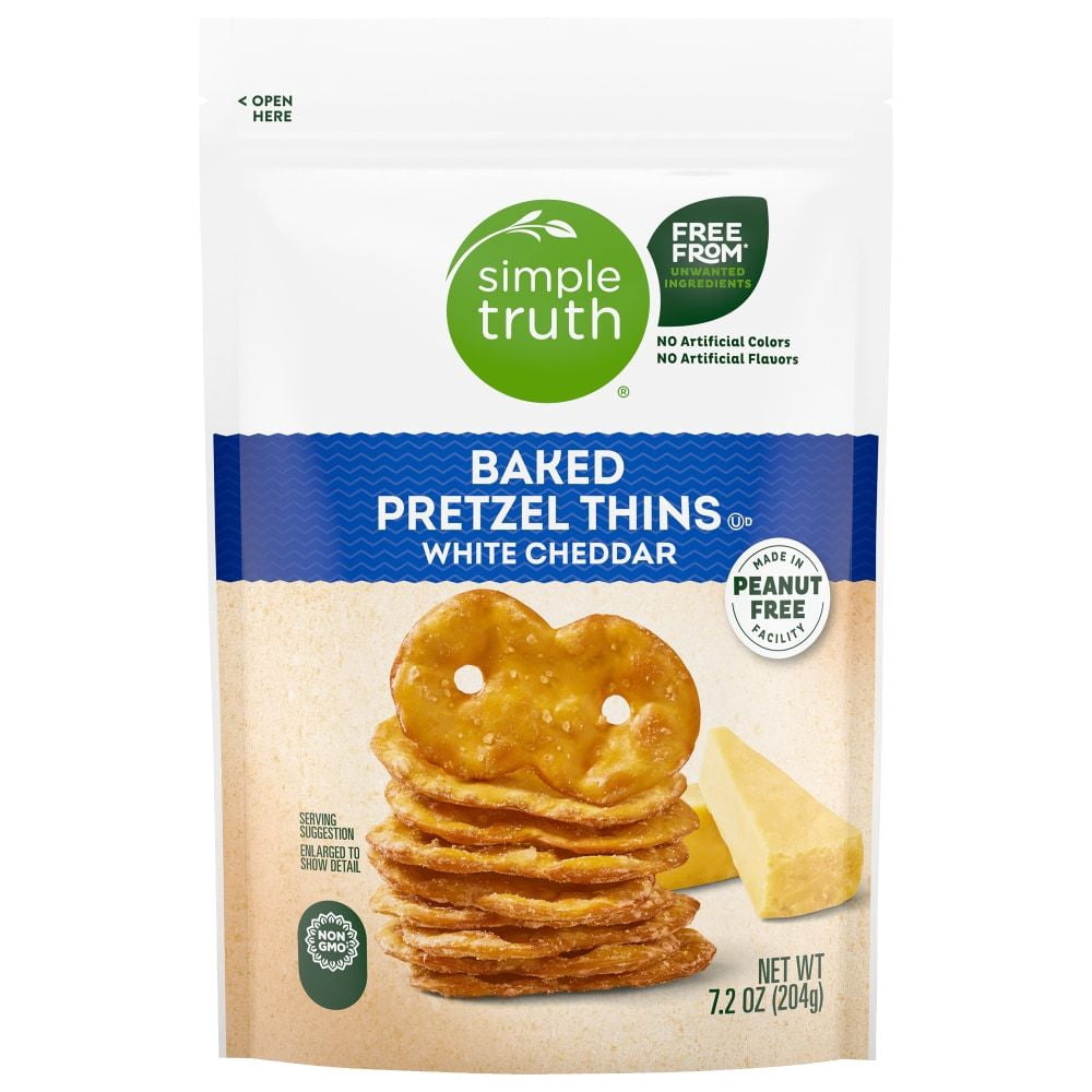 Simple Truth White Cheddar Baked Pretzel Thins 7.2 oz - Pack of 3 ...