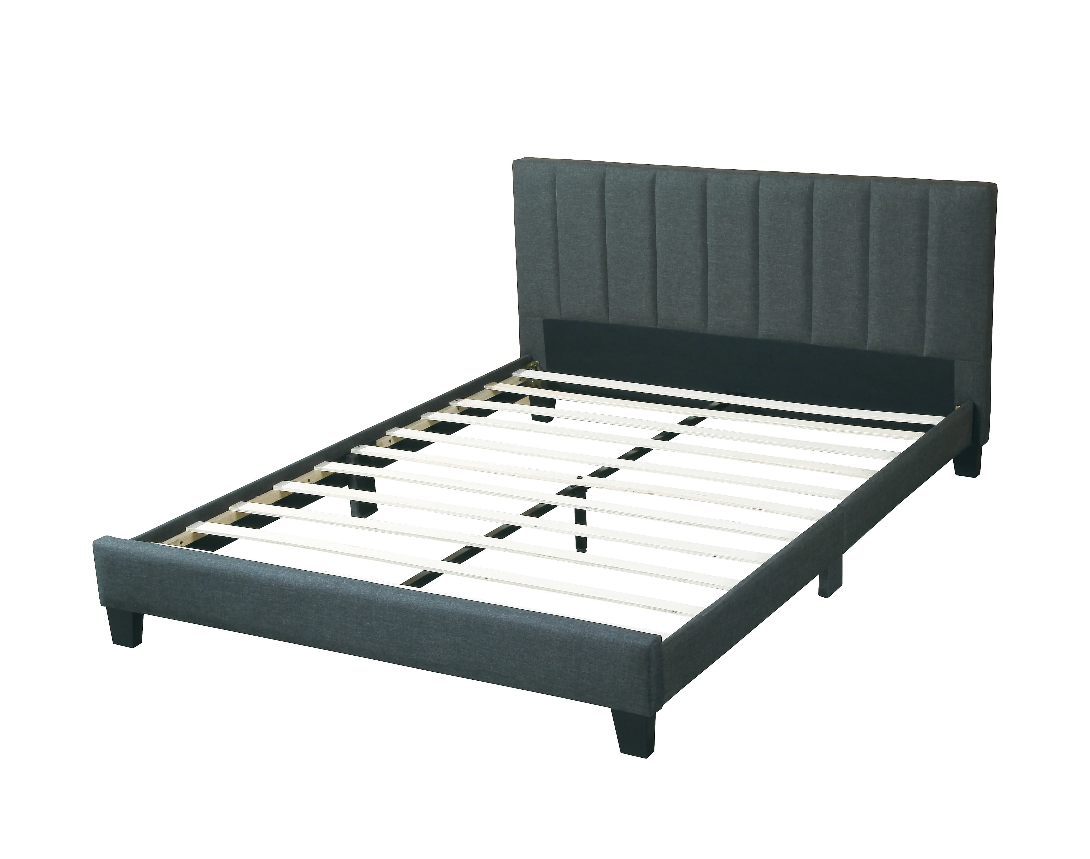 Simple Unique FULL SIZE BED Solid wood Bedframe Slats Charcoal ...