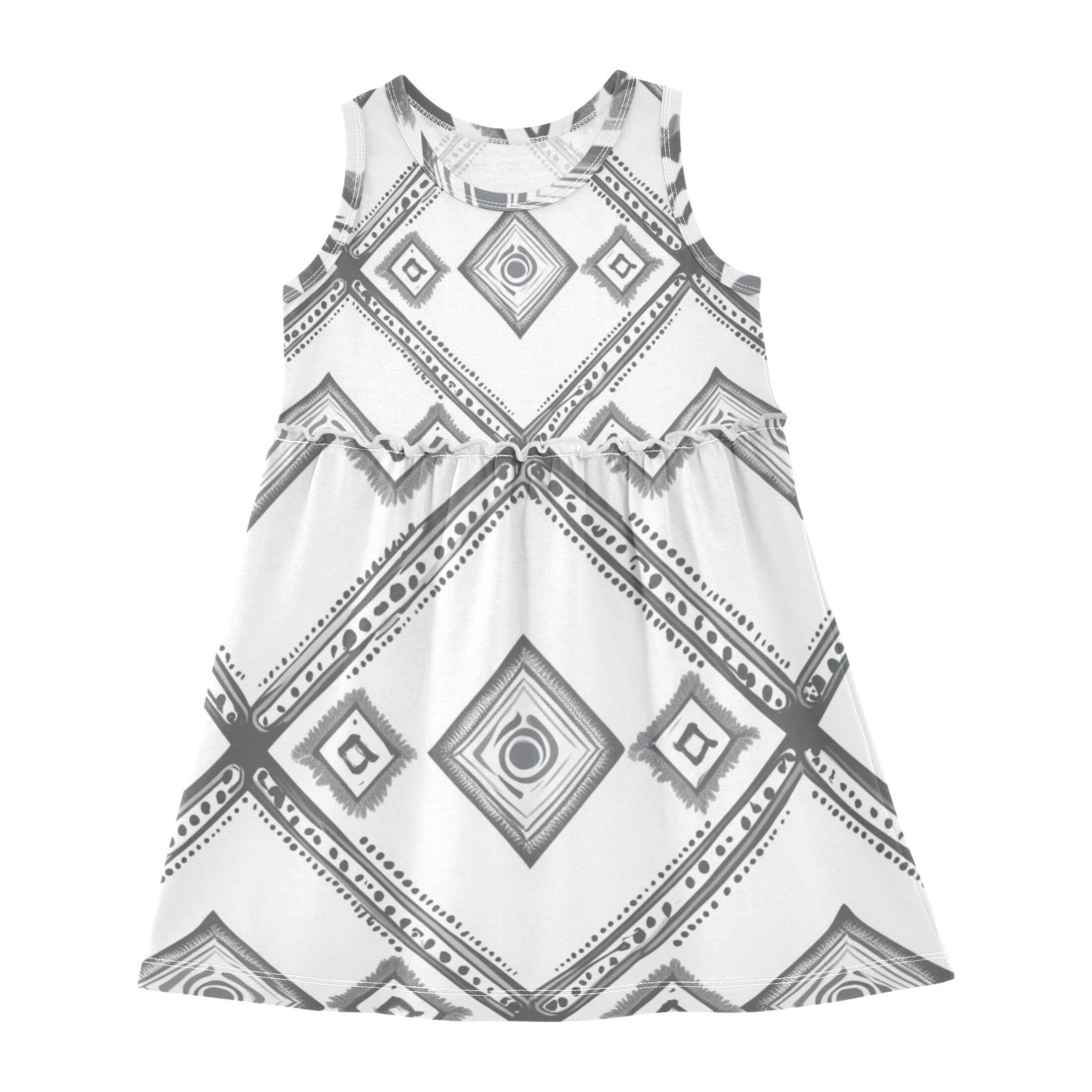 Simple Vector Abstract Shapes Girls' Sleeveless Dress A-Line One-Piece ...