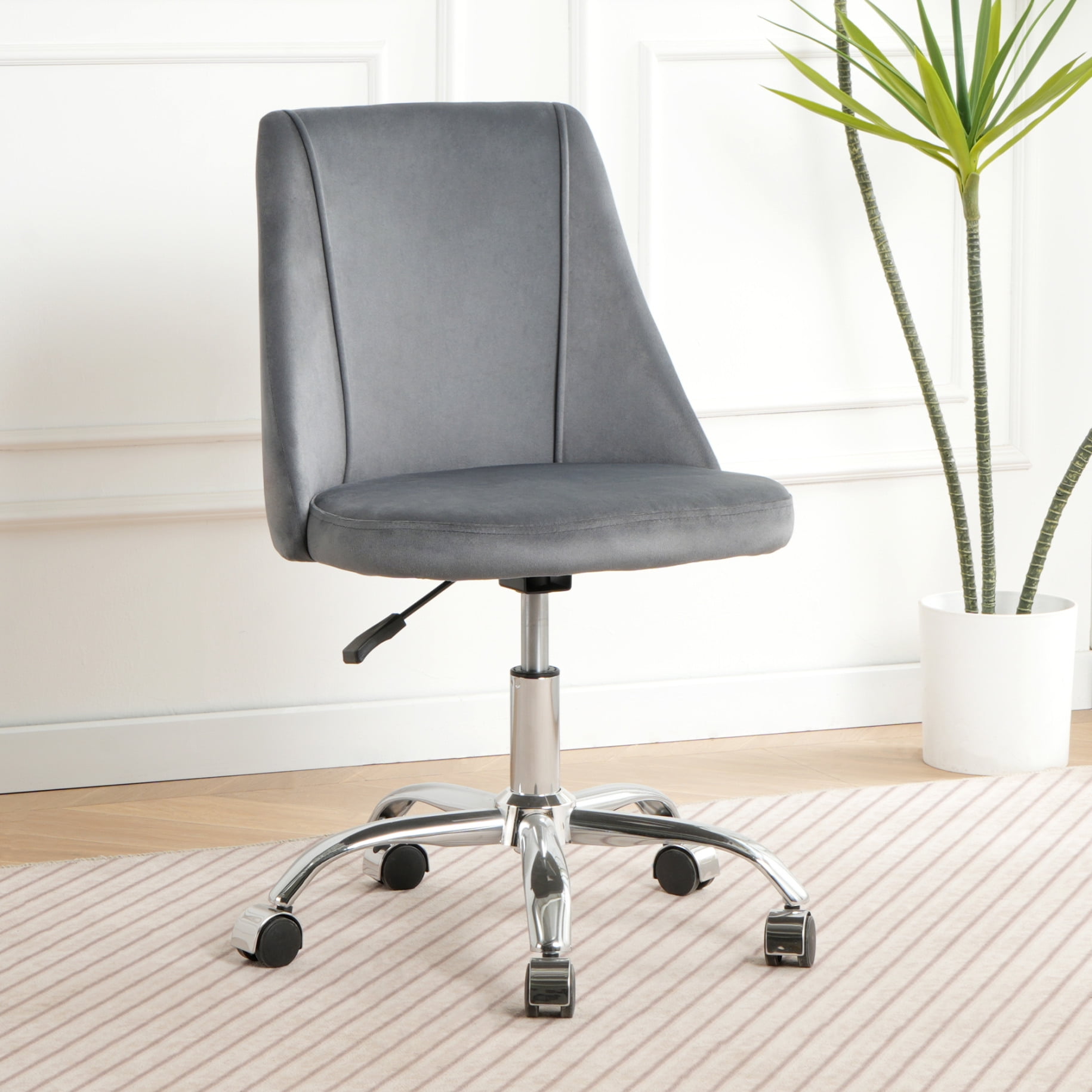 Simple Velvet Fleece Fabric Home Office Chair, Movable Adjustable ...