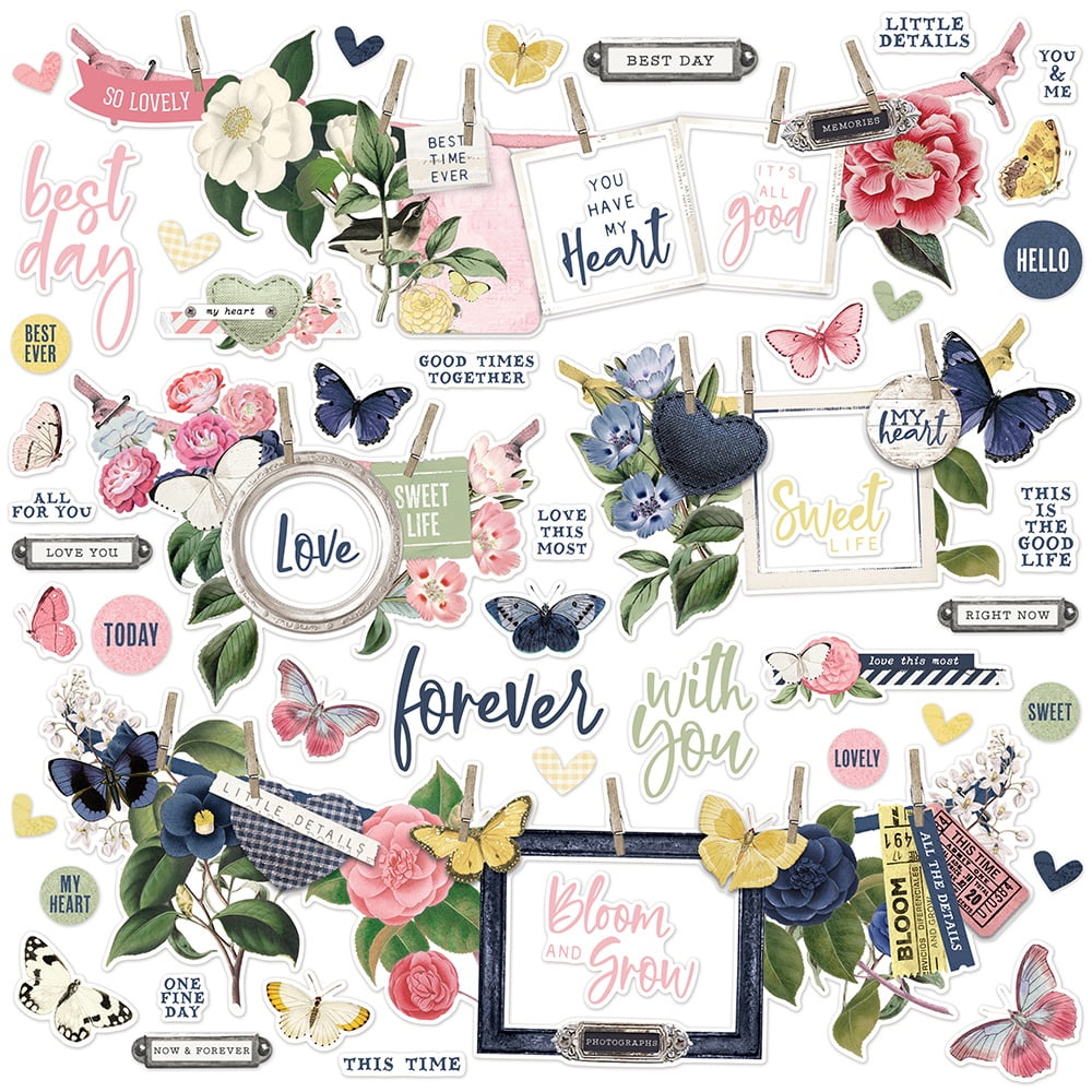 Simple Vintage Indigo Garden Cardstock Stickers 12"X12"-Banners ...