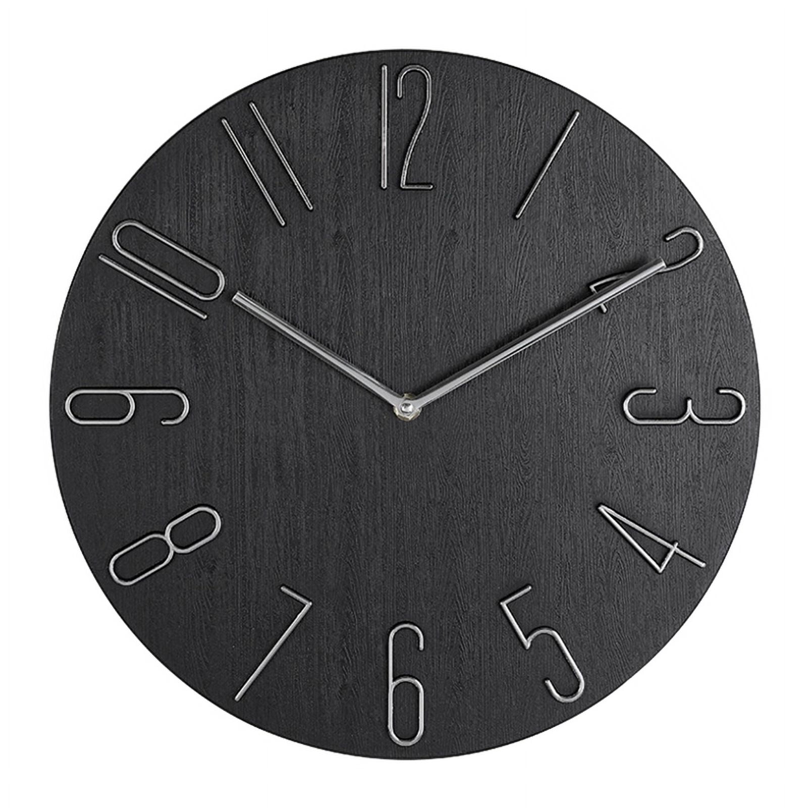 Simple Wall Clock 12Inch Living Room Home Watch Fashion Bedroom-Black ...