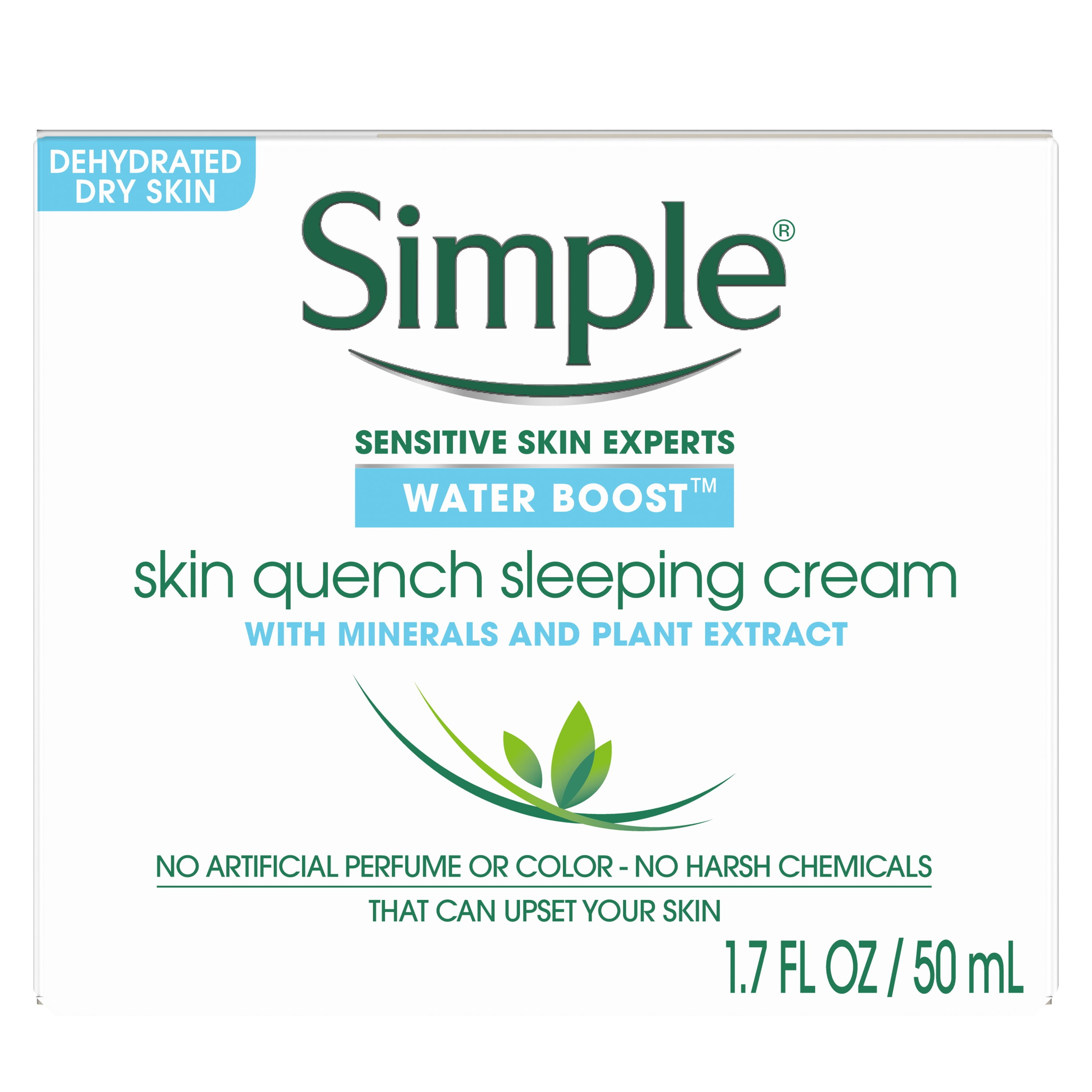 Simple Hydrating Booster Water Boost Skin Quench Sleeping Cream, 1.7 oz ...