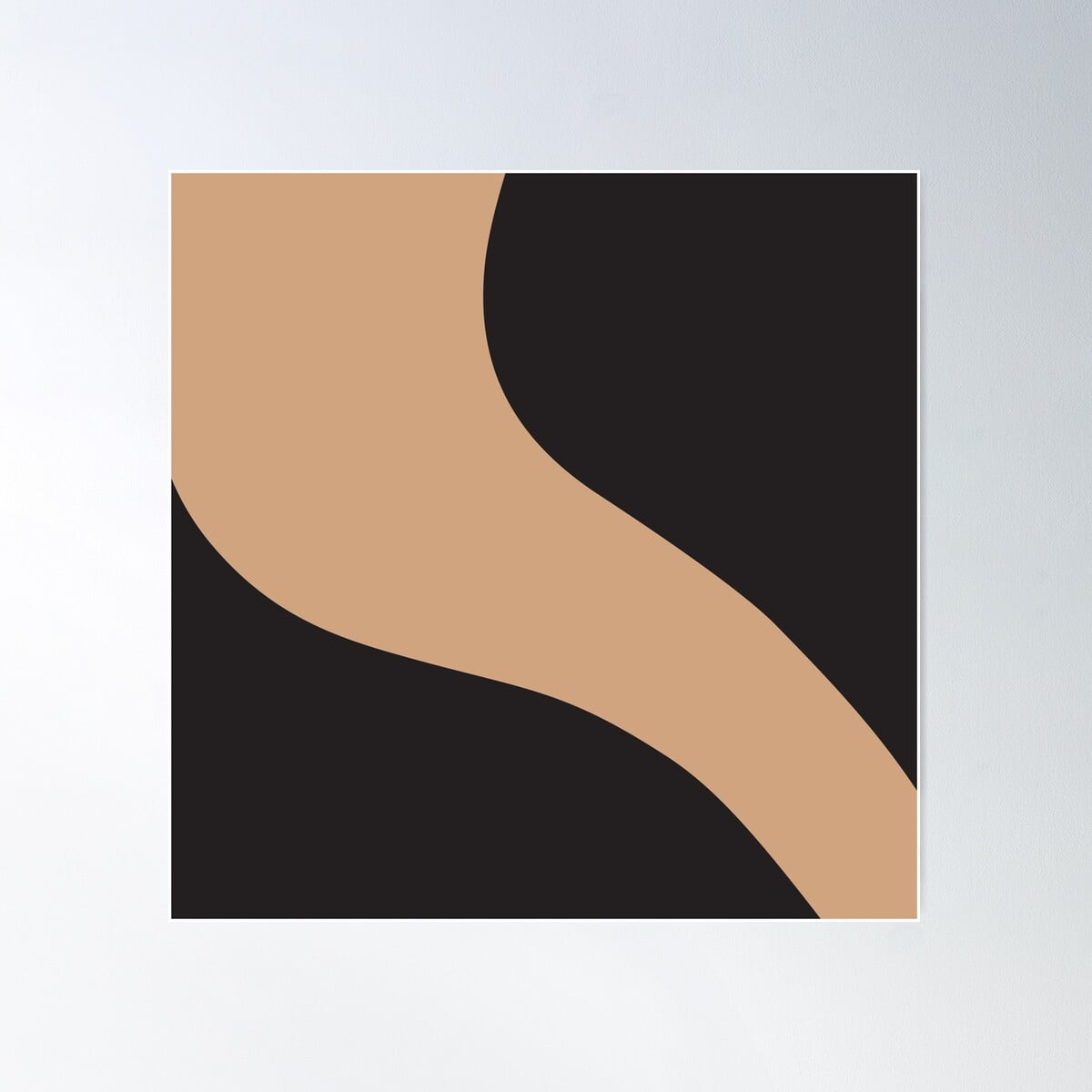 Simple Waves In Tan And Black Poster Wall Art, Modern Wall Decor For ...