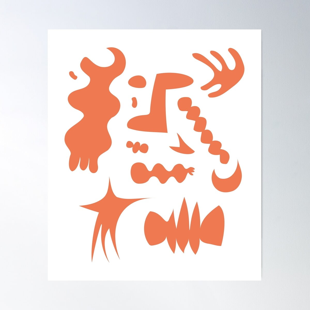 Simple And Wavy Little Bones Shapes Bichromatic Pattern In Tangerine ...