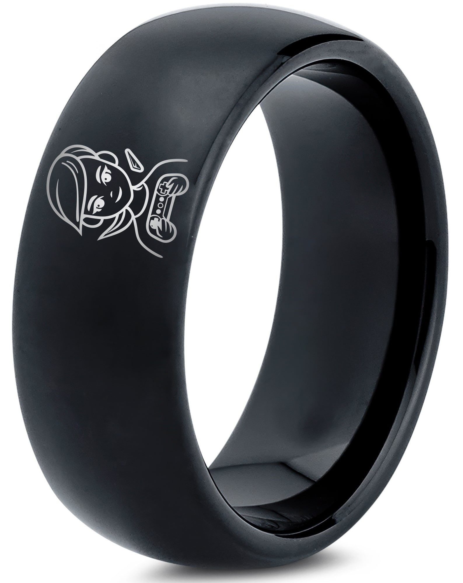 Gamer Black Class Rings for Women Tungsten Wedding Gifts 50th Birthday ...