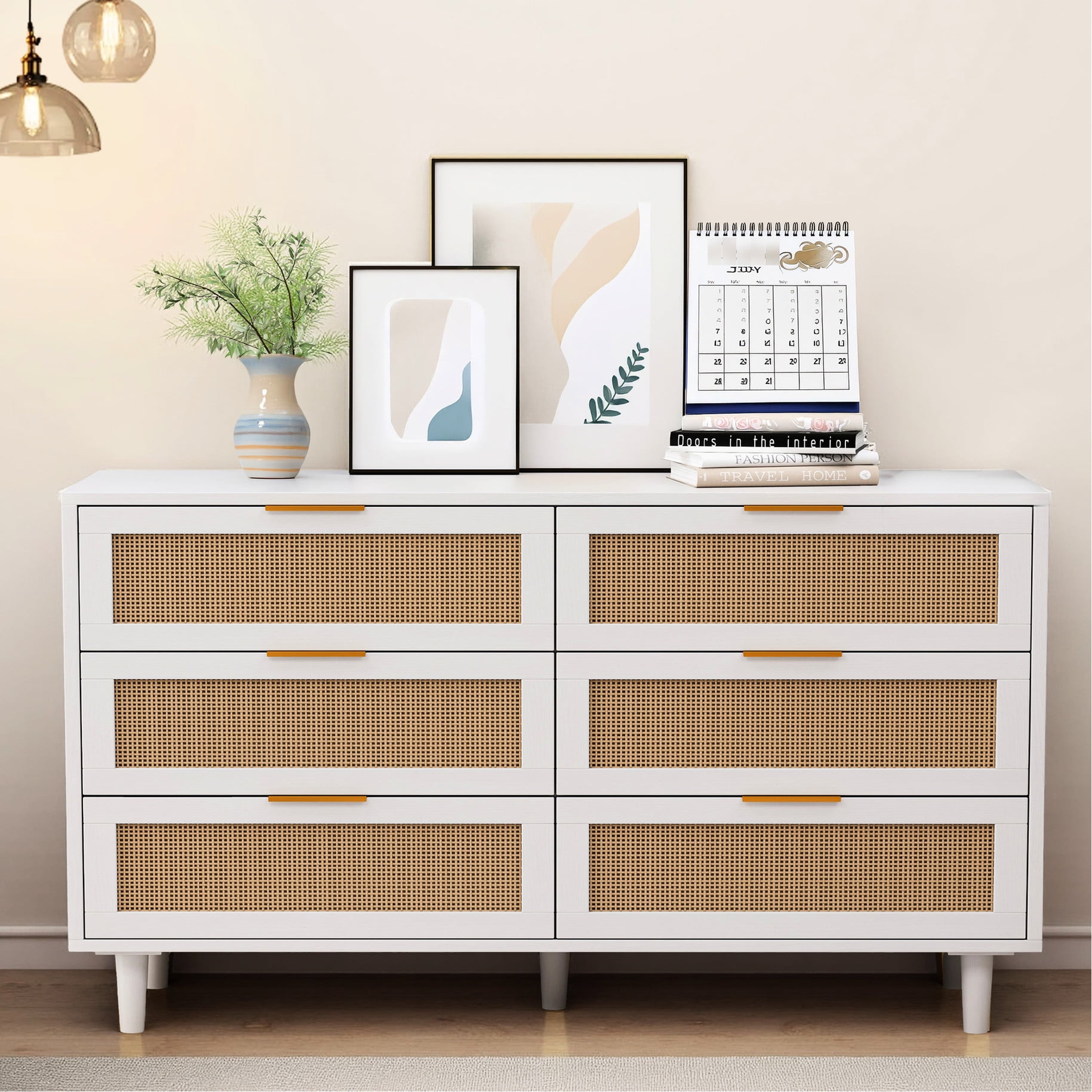 Simple White Color + Six - Drawer Design" - "Corridor, Bedroom Storage ...