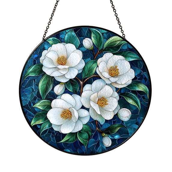 Simple White Floral Round Window Hanging Art - Walmart.com