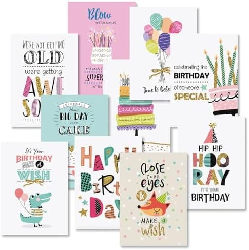 Simple Wishes Happy Birthday Greeting Card Set - Value Pack of 20 Cards ...
