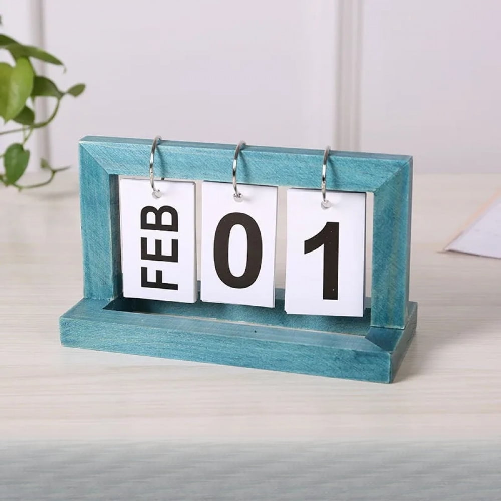 Simple Wooden Flip Calendar - Perpetual Desktop Calendar for Home ...