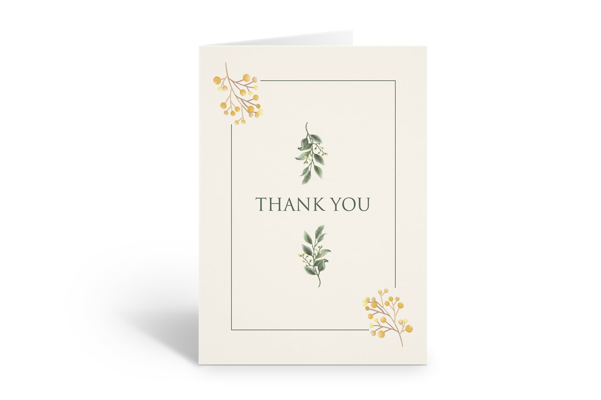 Simple Yellow Berries Thank You Note Card - 10 Note Cards with ...