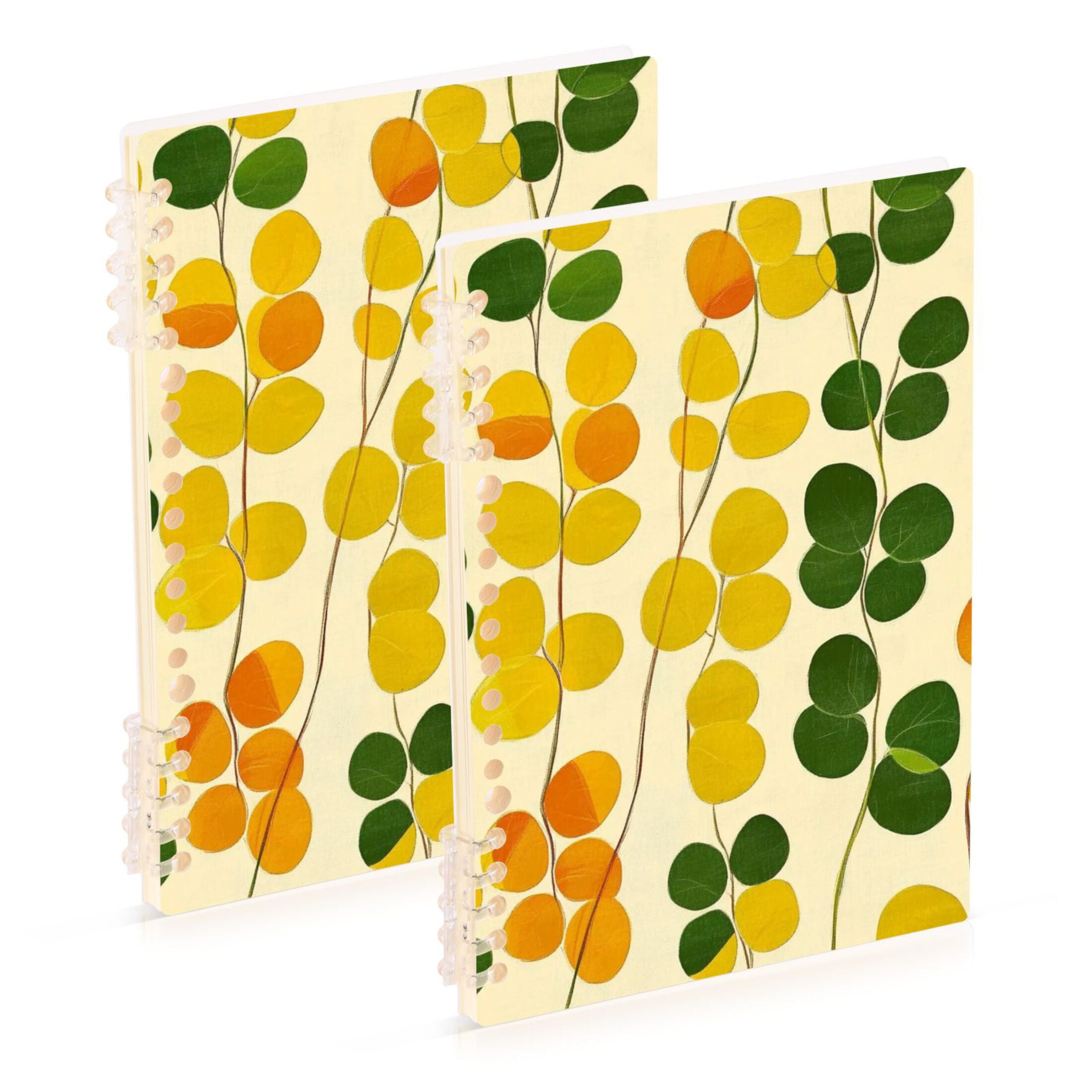 Simple Yellow Green Leaves Lined Spiral Journal Notebook 60 Pages A5 ...