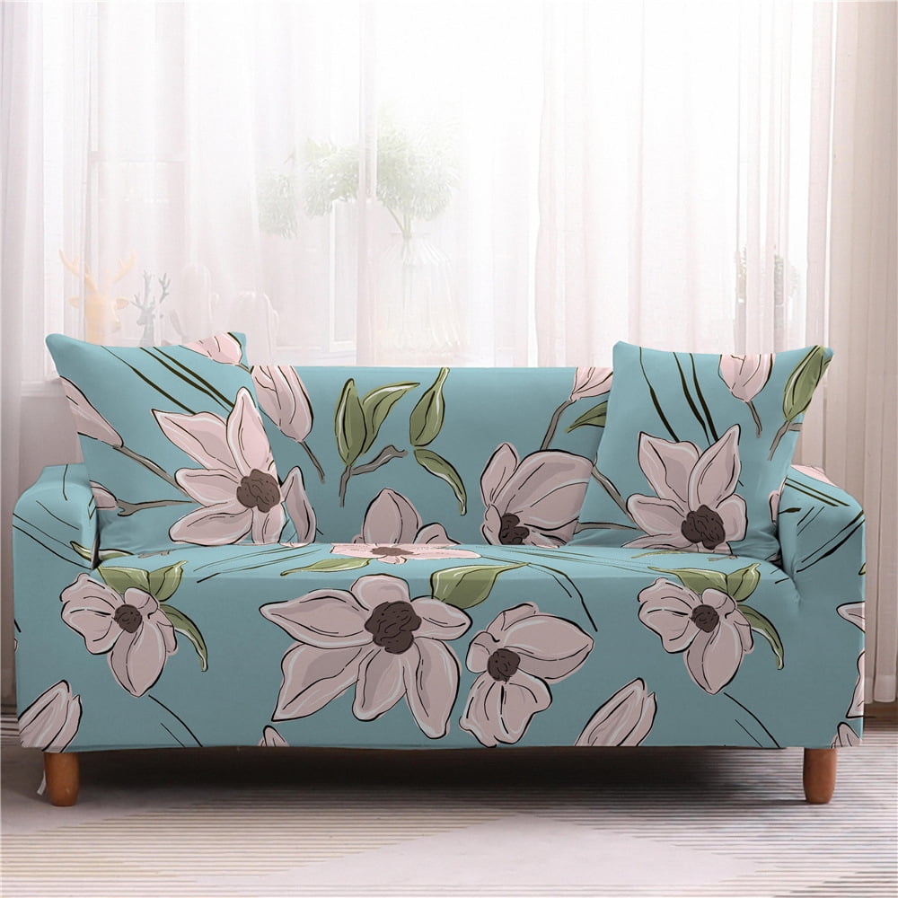 Simple and Fresh Floral Print Sofa Cover Polyester All-inclusive ...