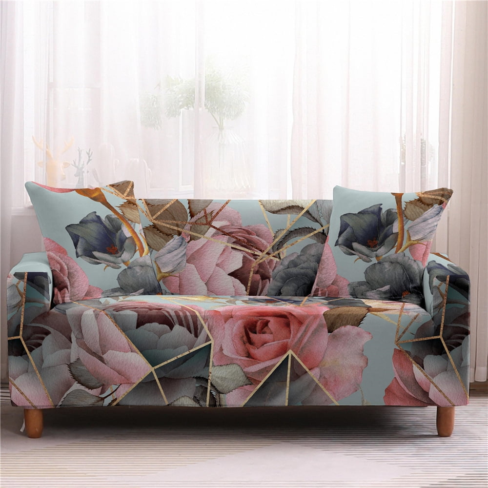 Simple and Fresh Floral Print Sofa Cover Polyester All-inclusive ...