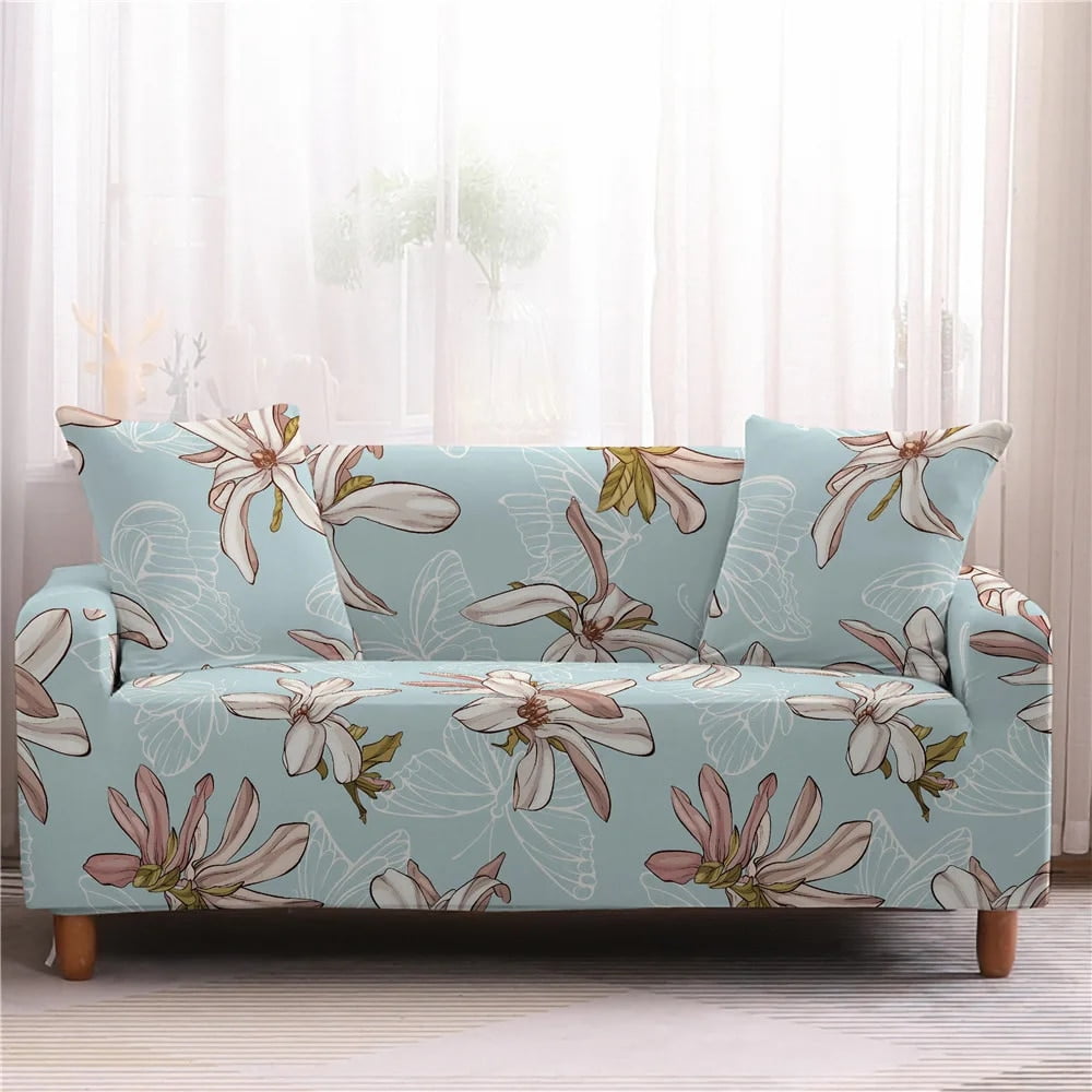 Simple and Fresh Floral Print Sofa Cover Polyester All-inclusive ...