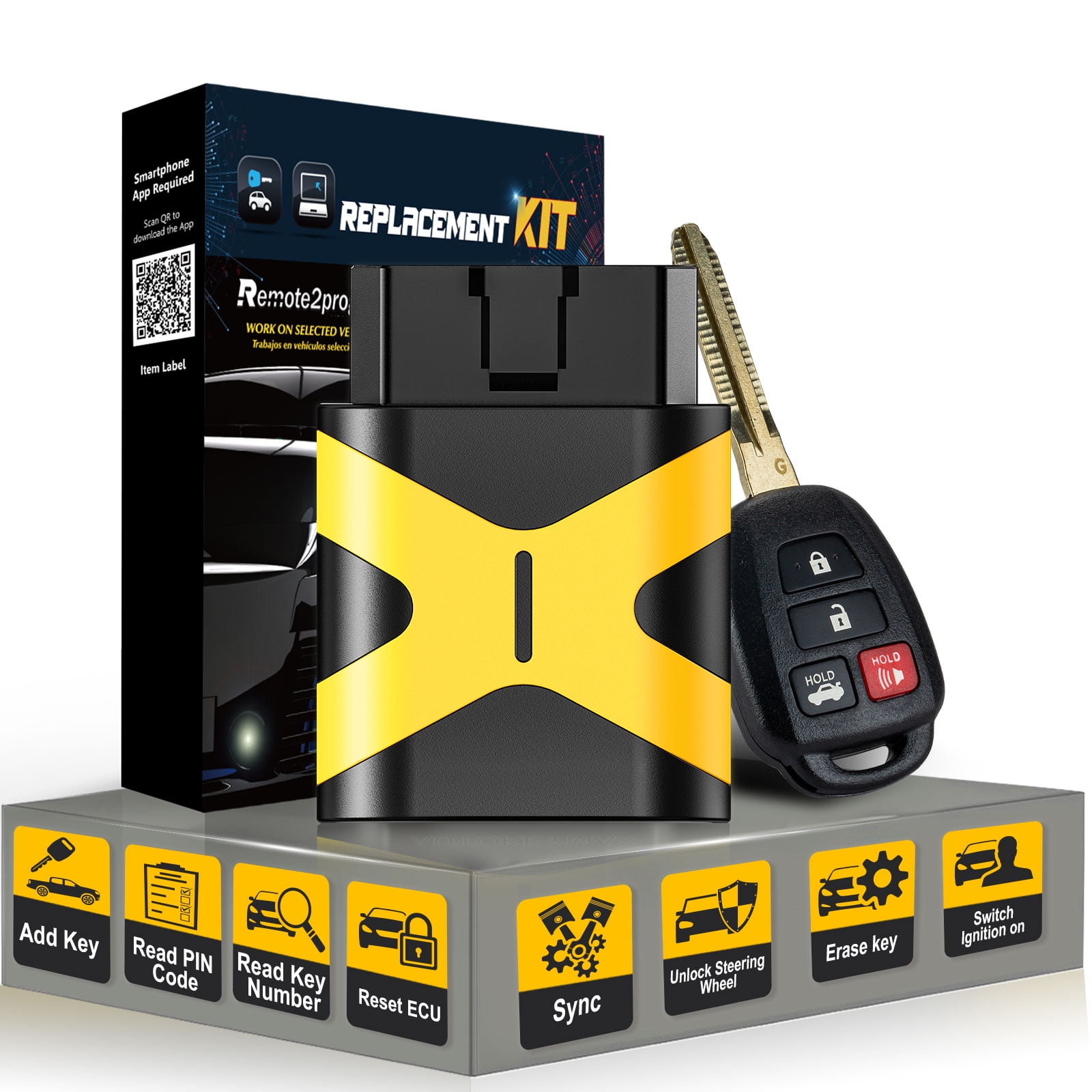 Simple and Safe Self Programming Car Key Kit Uncut Blade H Chip Car Key ...