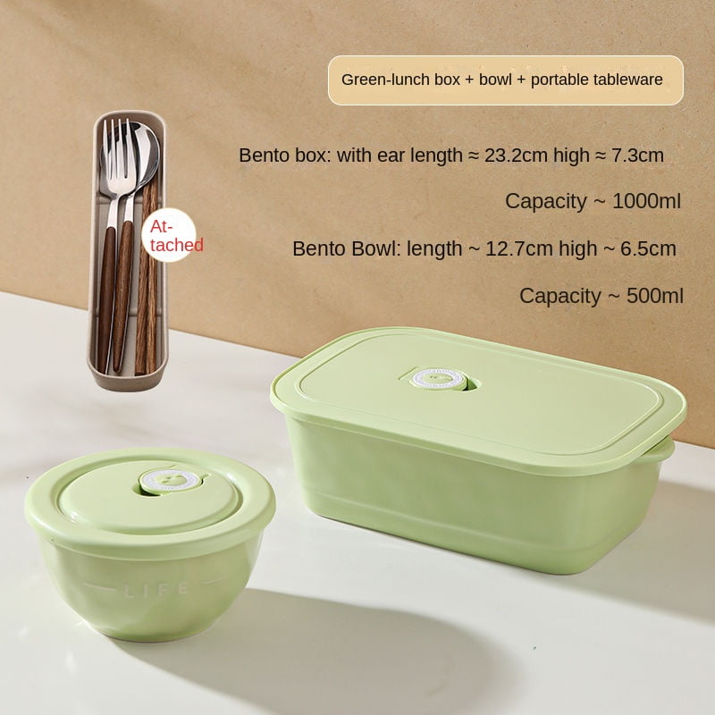Simple ceramic lunch box microwaveable portable heat preservation lunch ...