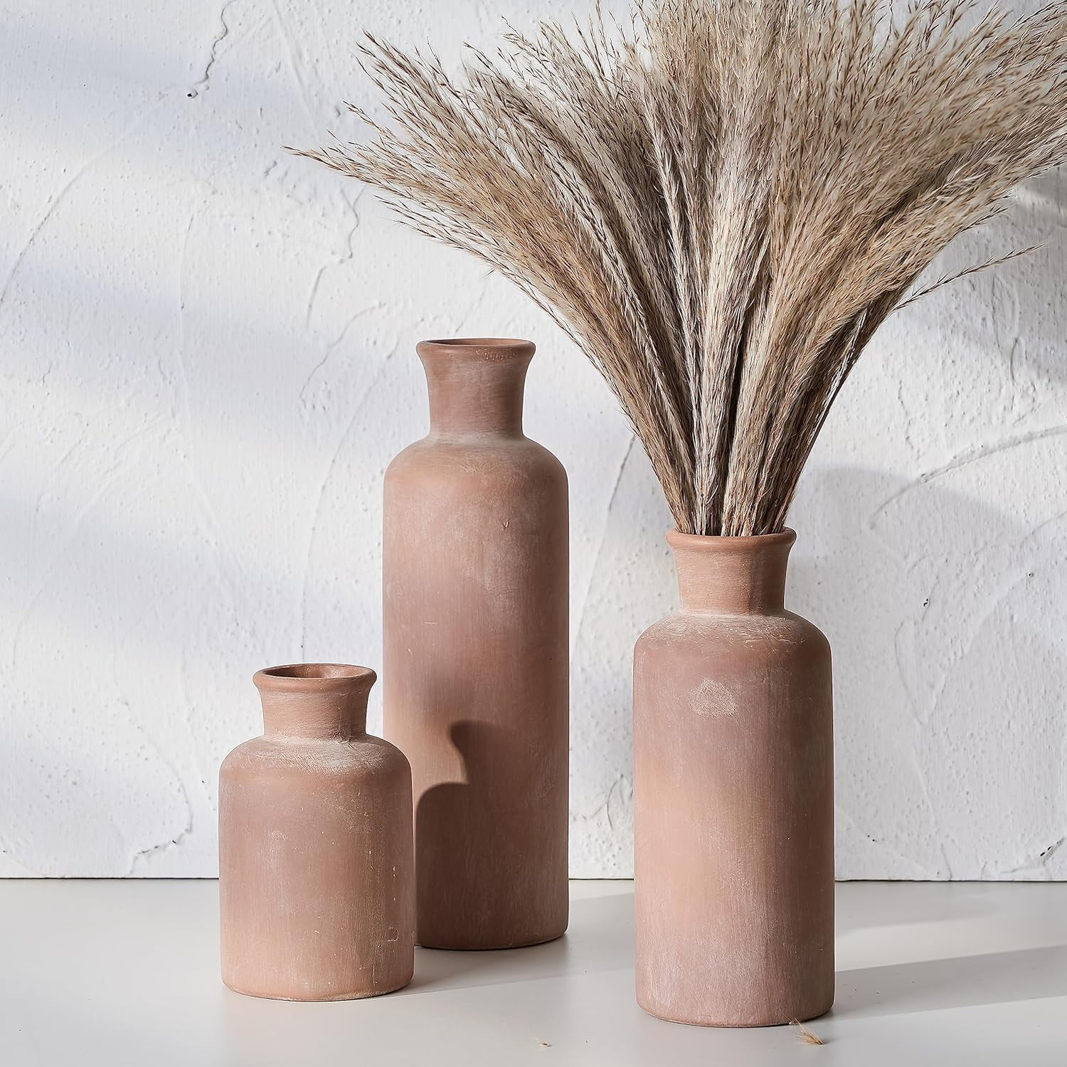Simple ceramic vase set of three: natural color, interpreting wabi sabi ...