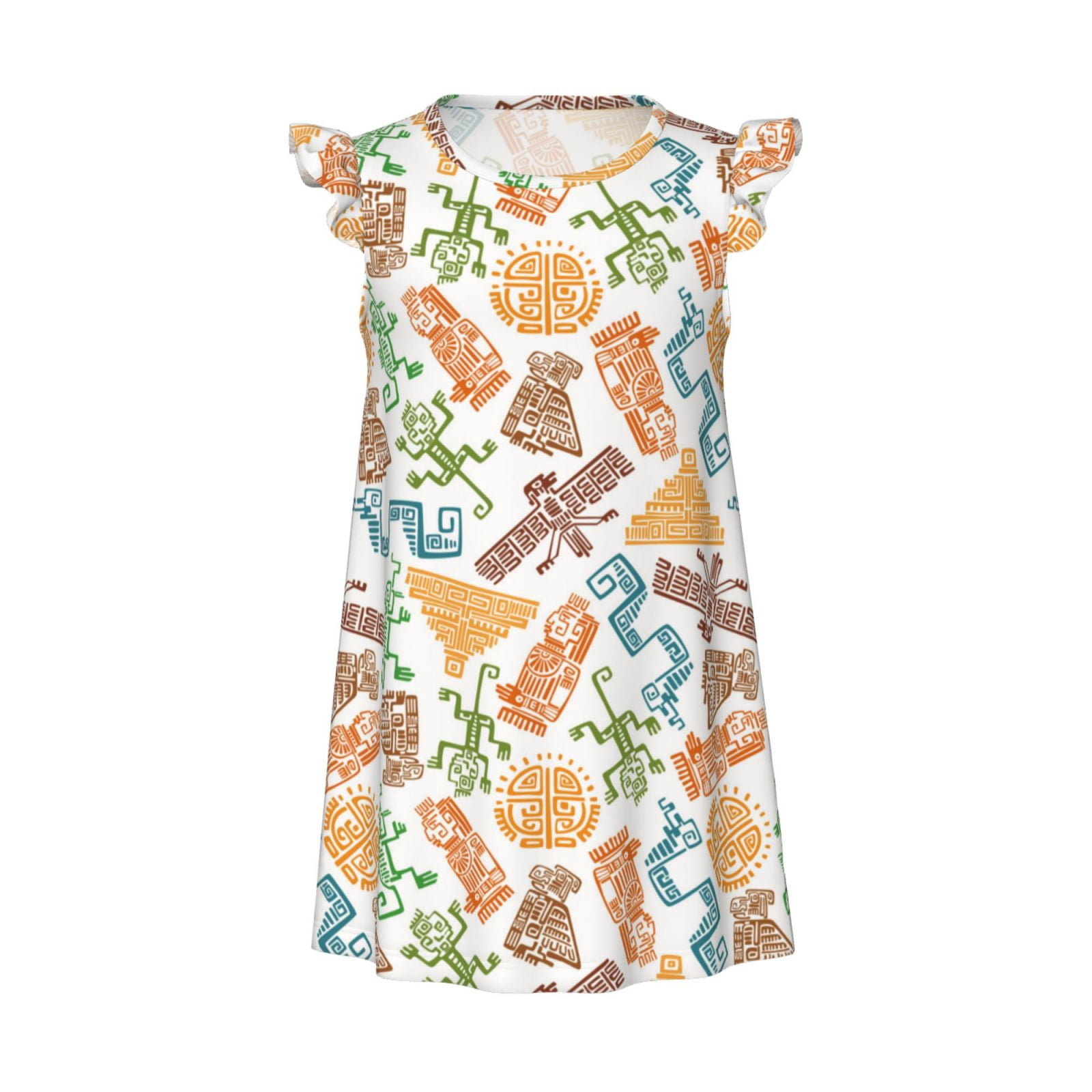 Simple drawing Girls Nightgown, Flutter Short Sleeves Night Dress ...