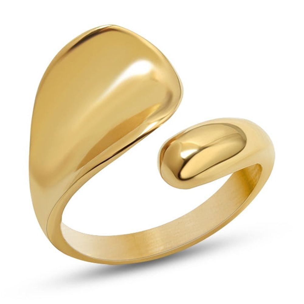 Simple geometric indent plain ring, open adjustable ring, titanium ...