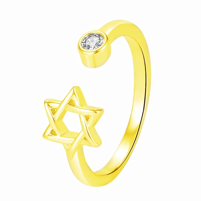 Simple index finger joint ring open six-pointed star ring ring 925 ...