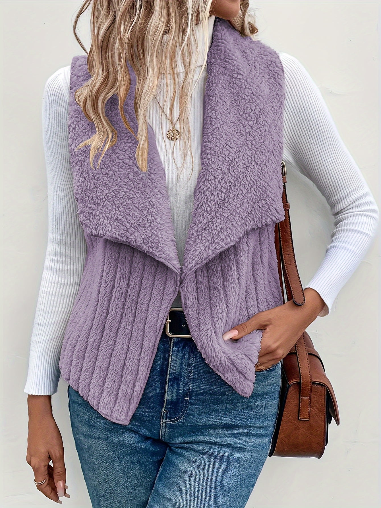 Simple large collar jacket vest - Walmart.com