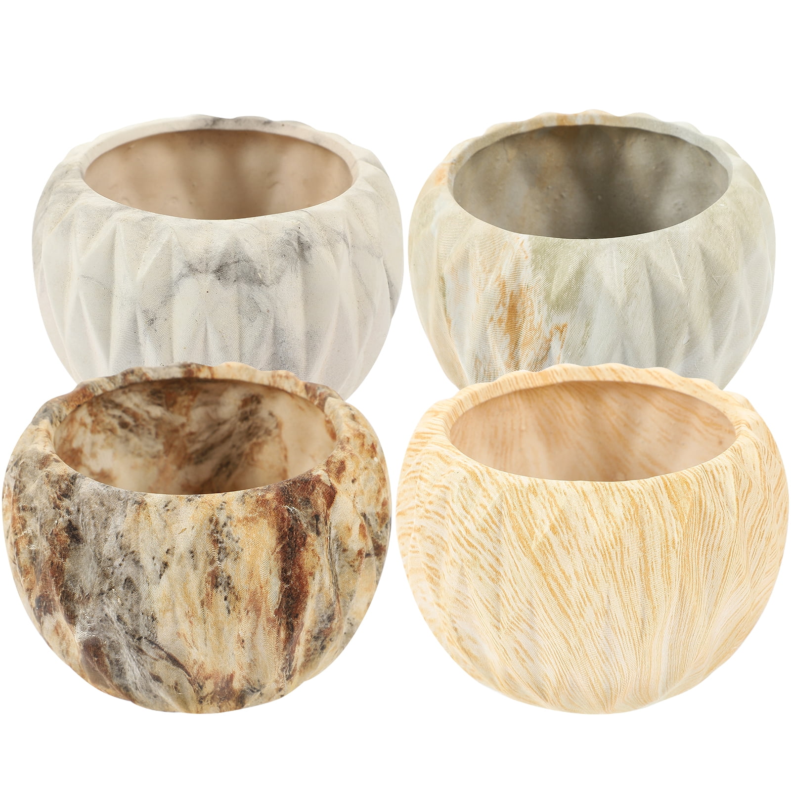 Simple-shaped Planter 4 Pcs Ceramic Succulent Flower Pot Marbling Outdoor Planters with Drainage ...