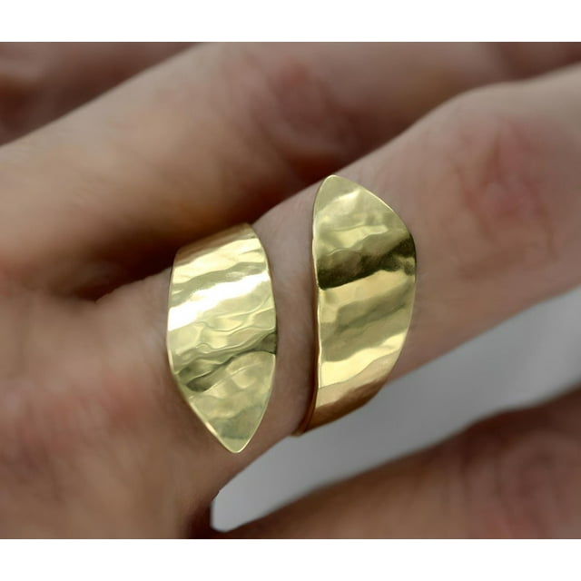 Simple sterling gold plated hammered twisted ring. Modern, minimalist ...