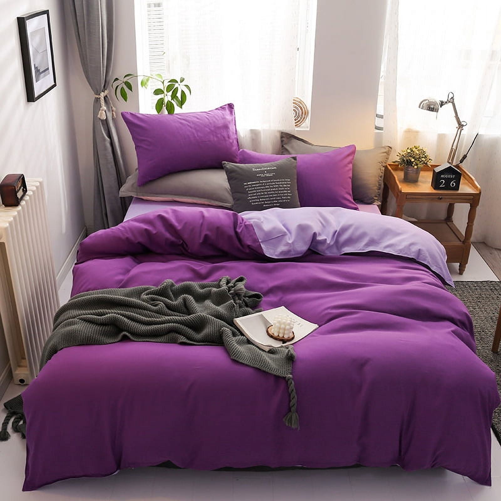Simple style sanding solid color double bed bed bed sheet quilt cover ...