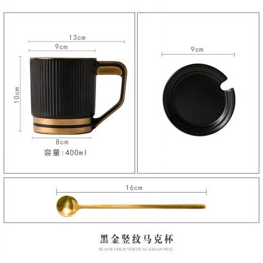 Simple tracing gold mug with cover Nordic creative black and white ...
