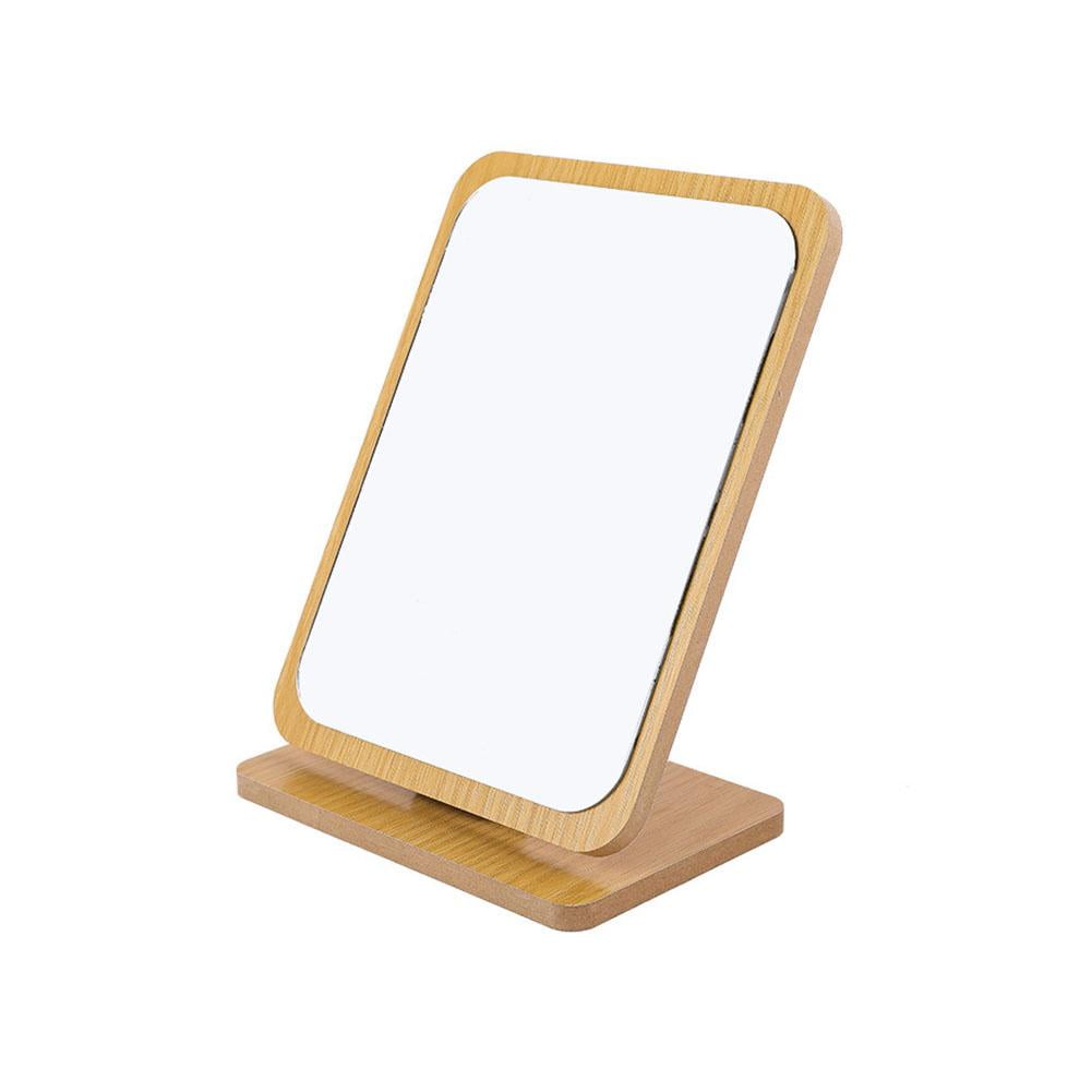 Simple wooden folding desktop makeup mirror beauty dressing desktop ...
