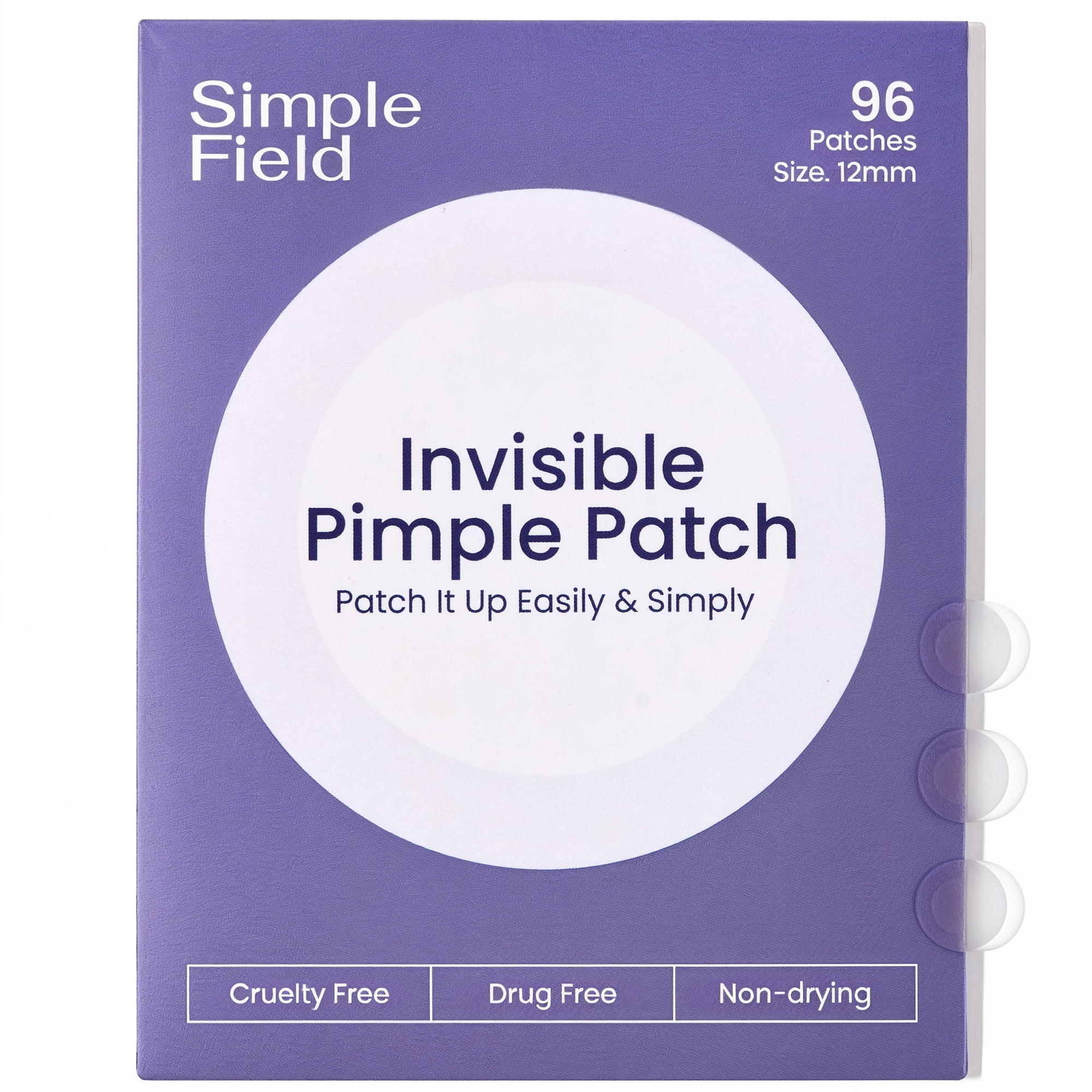 SimpleField Invisible Pimple Patches for Face (96 Count) – Hydrocolloid ...