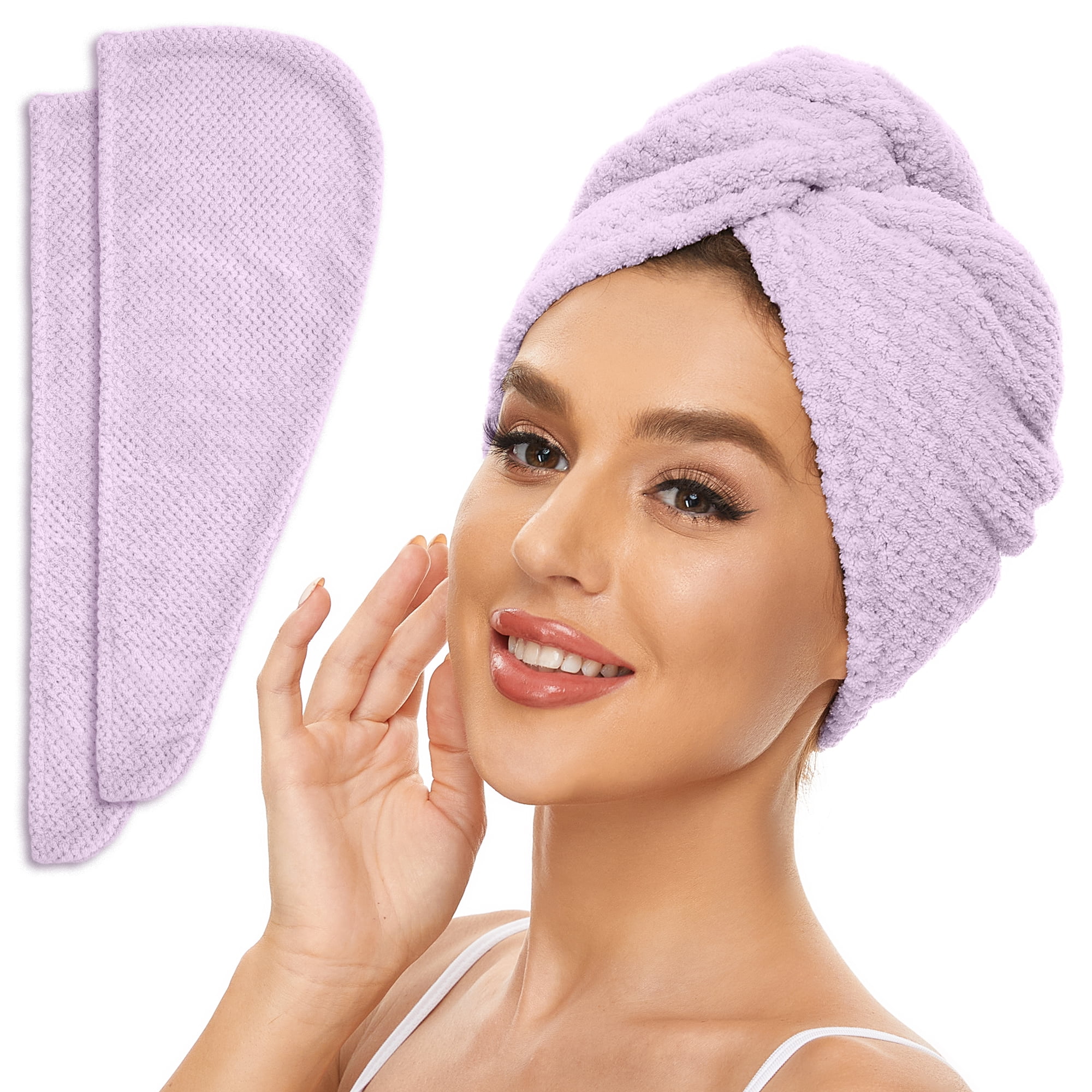 SimpleField Microfiber Hair Towel for All Hair Style, 2 Pack Super-Absorbent & Quick Drying Hair ...