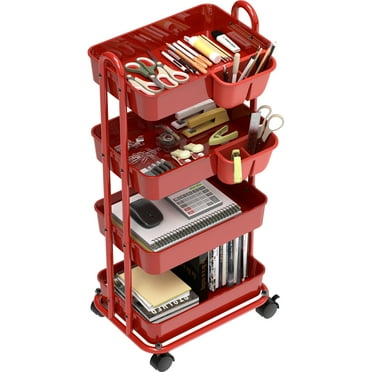 AMERIERGO 4-Tier Rolling Utility Cart with Lockable Wheels for Home ...