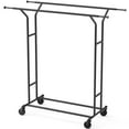 SimpleHouseware Self-Standing Adjustable Double Rail Heavy Duty ...