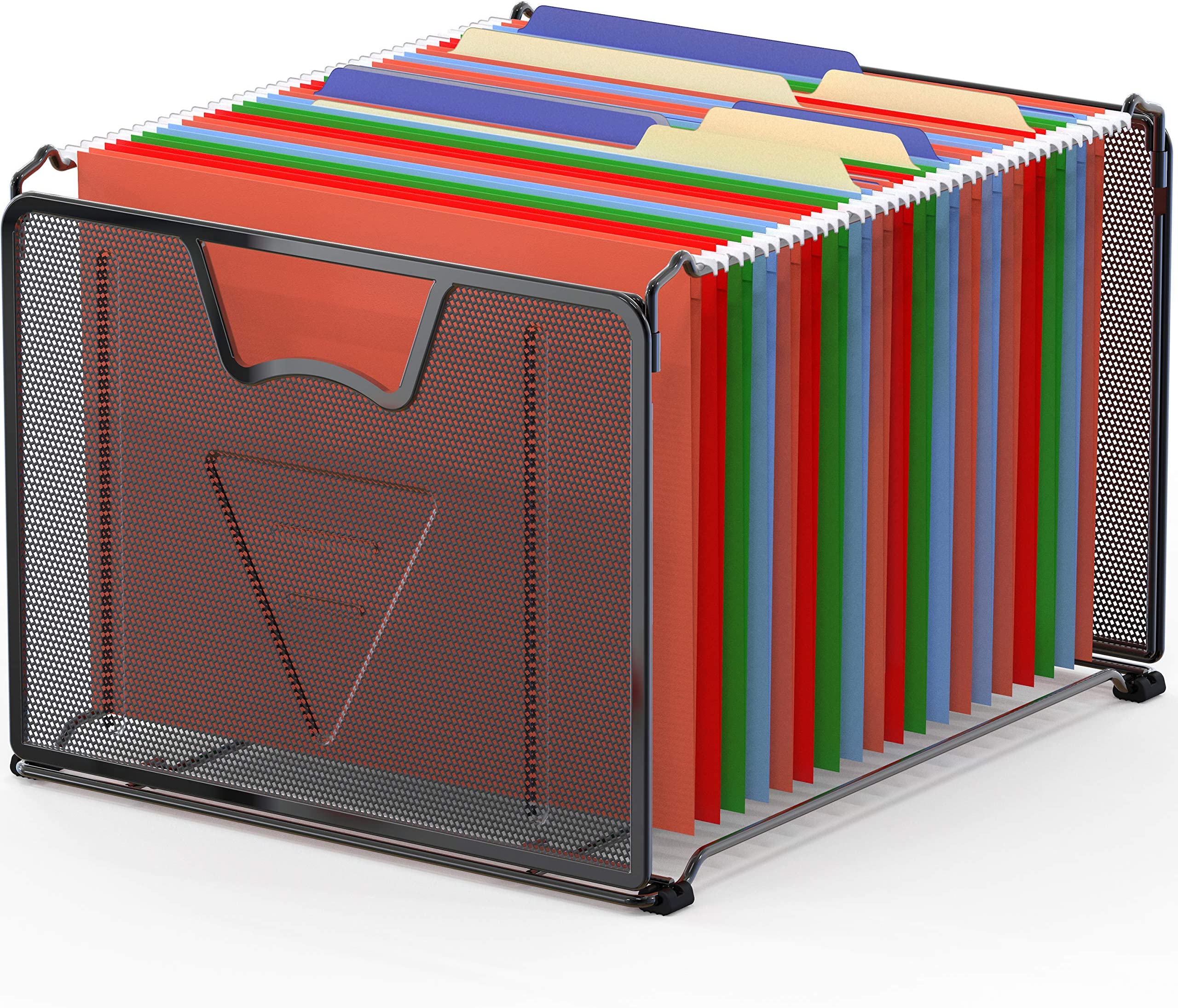 Mind Reader Stackable Metal Mesh, Desktop File Organizer, Black, 2 Pack ...