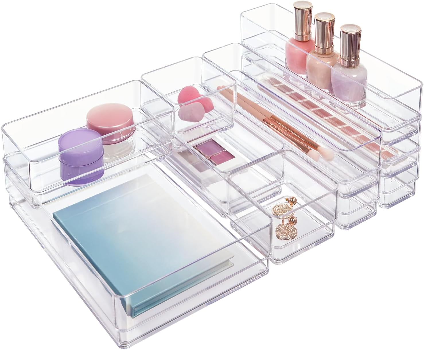 SimpleSort 10-Piece Stackable Clear Drawer Organizer Set | Multi-size ...