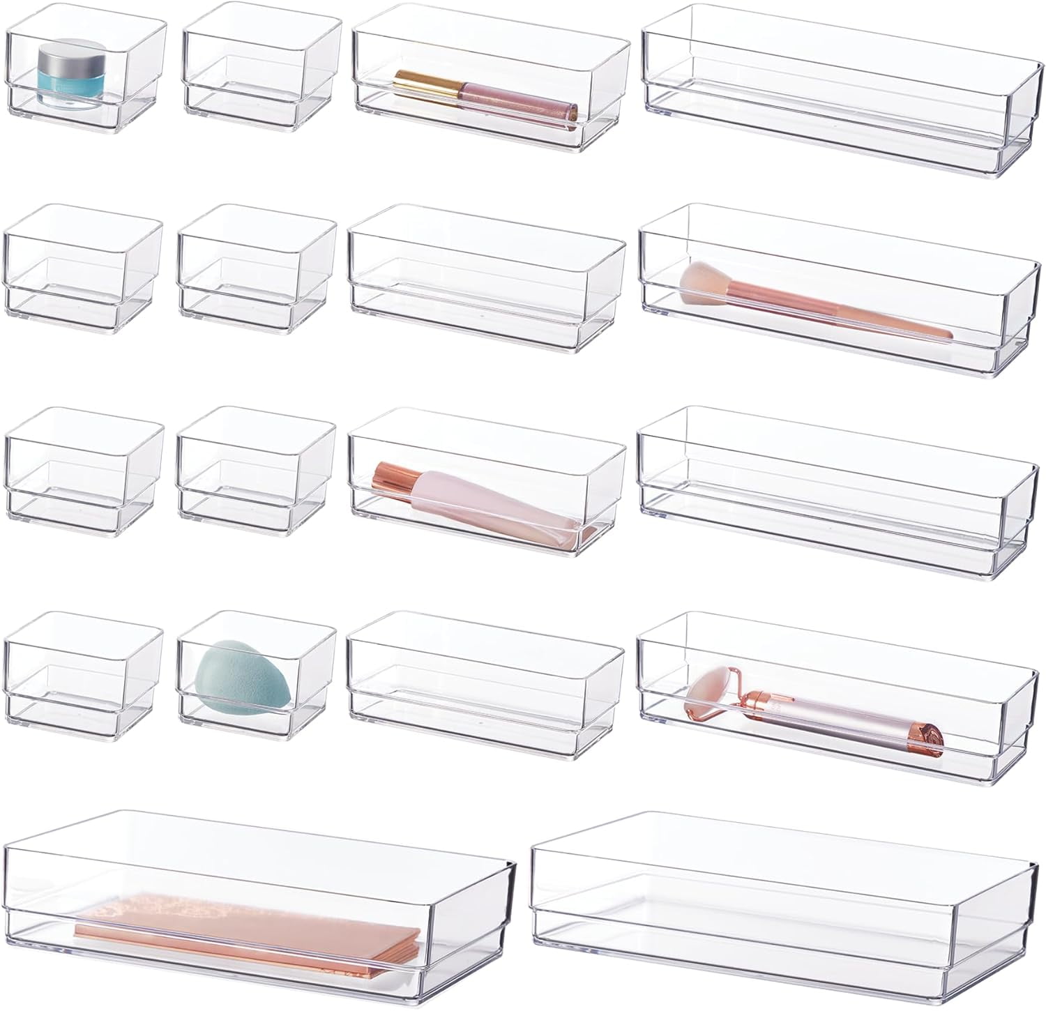 SimpleSort 18-Piece Stackable Clear Drawer Organizer Set | Multi-size ...