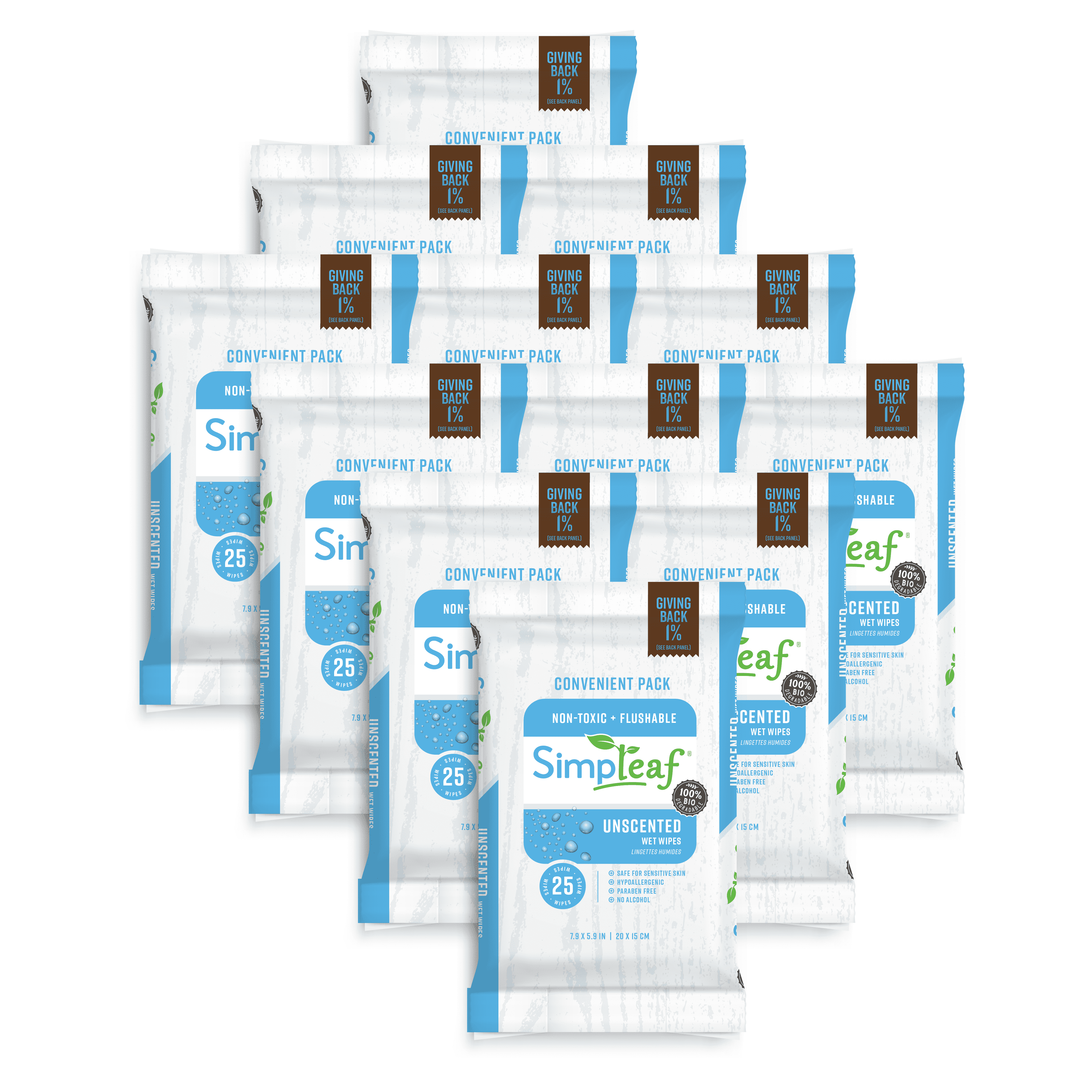 Simpleaf Flushable Wet Wipes | Eco- Friendly, Paraben & Alcohol Free | Hypoallergenic & Safe for ...